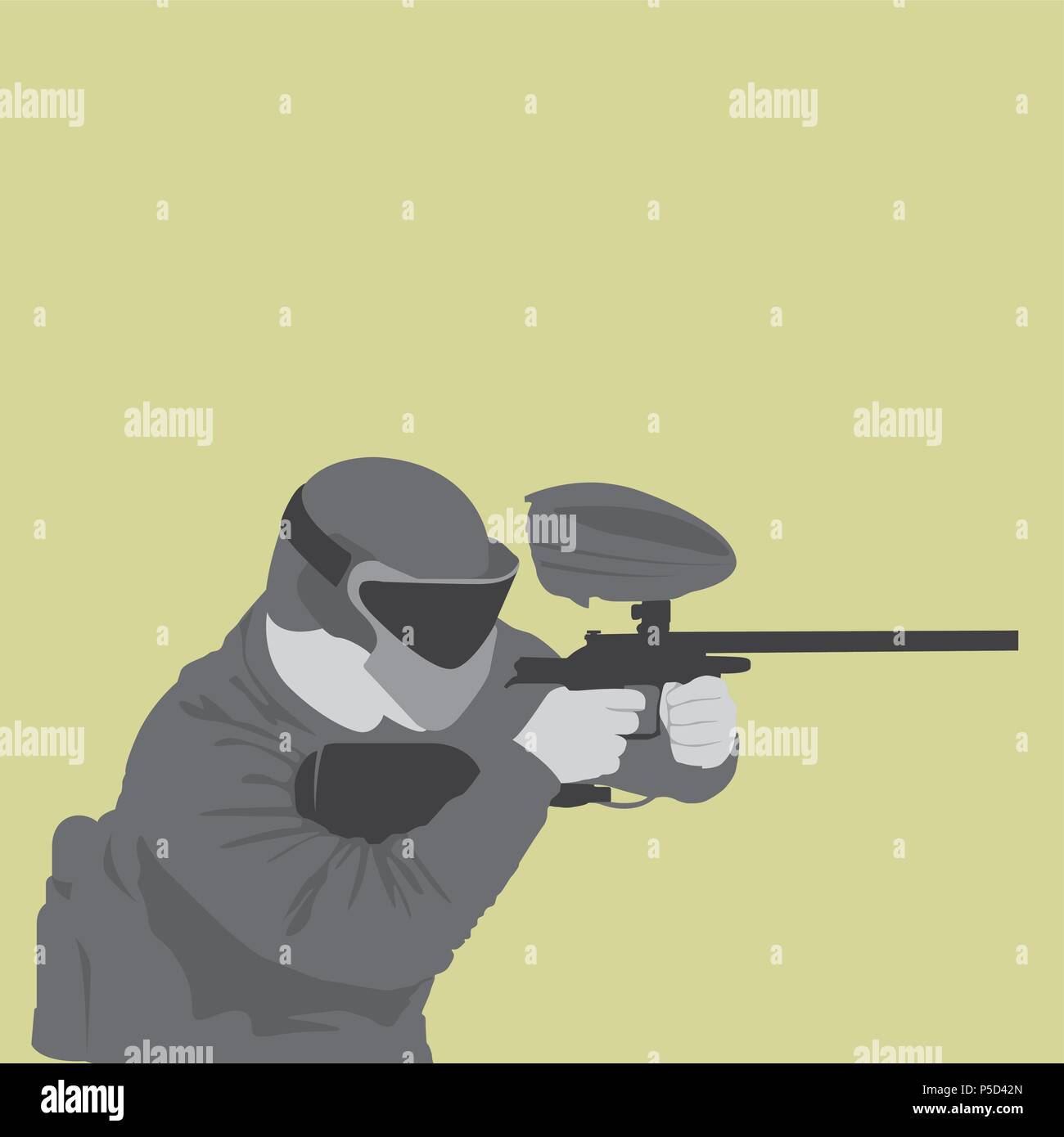 Paintball player shoots from marker - paintball rifle Stock Vector ...