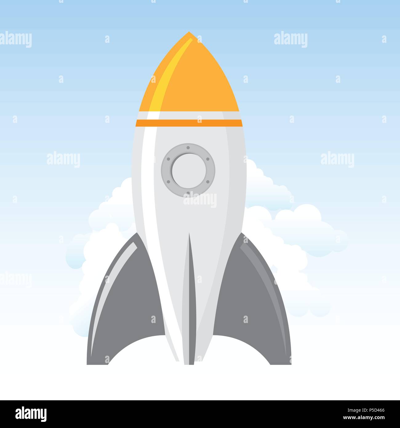 Rocket launch - spacecraft in clouds, rocket start Stock Vector Image ...