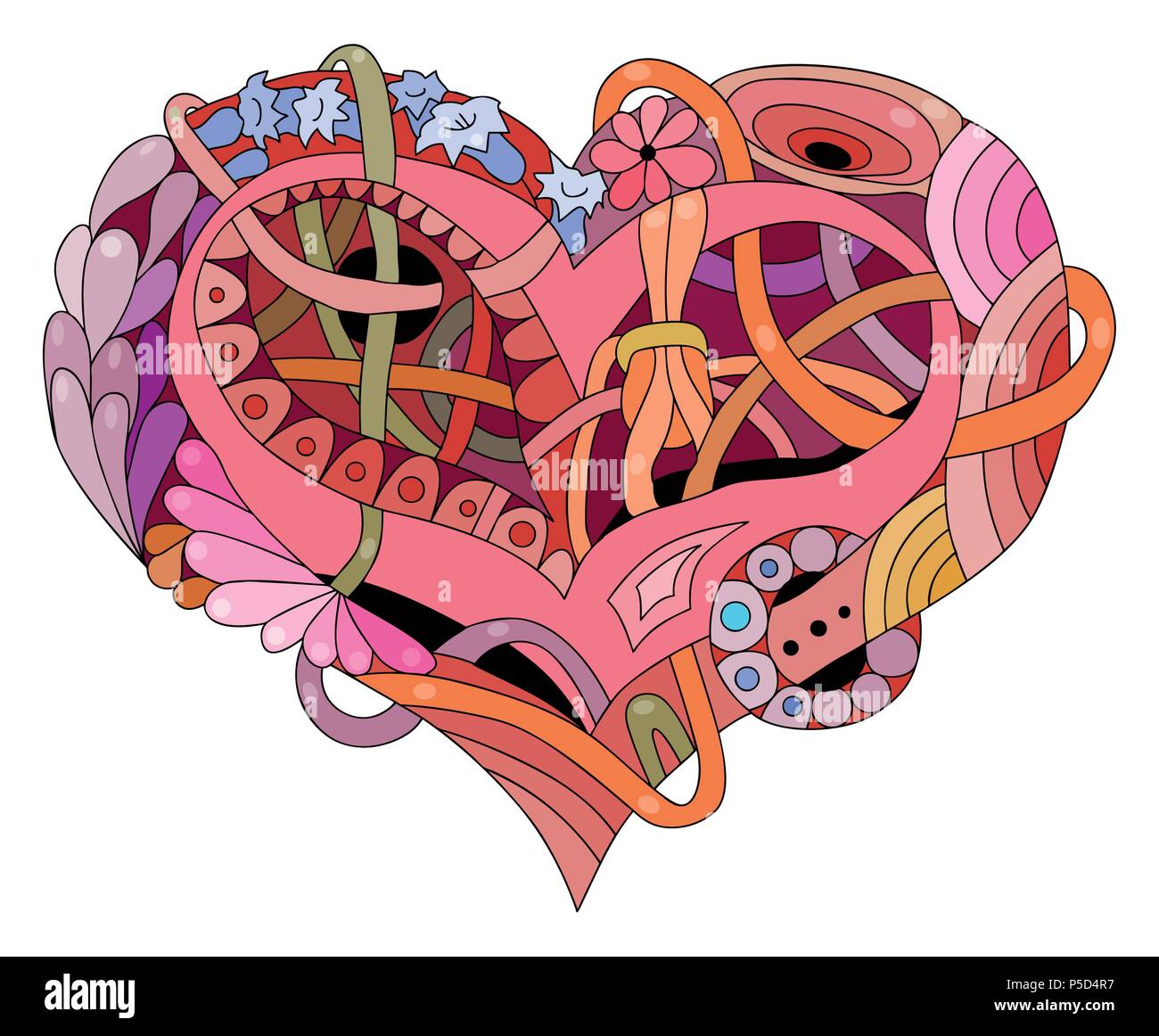 Vector Adult Coloring Book Textures. Hand-painted art design Stock ...