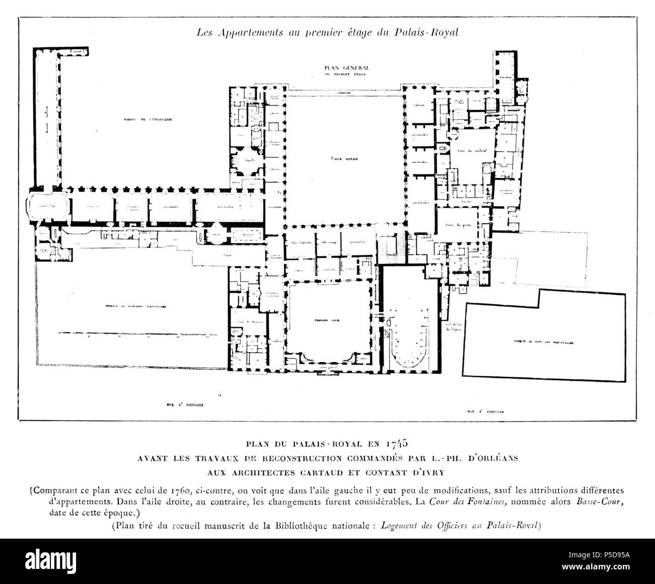 23 1745 Palais-Royal - plan au premier étage - Champier 1900 p364 Stock ...