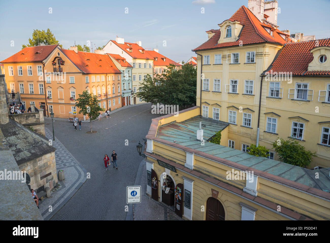 Colorful historic buildings in Mala Strana from the Charles Bridge ...