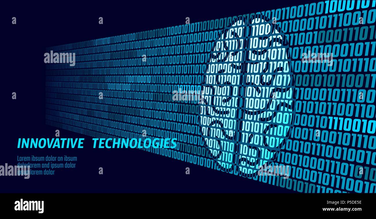 Active human brain artificial intelligence next level man menthal abilities. Big data binary ...