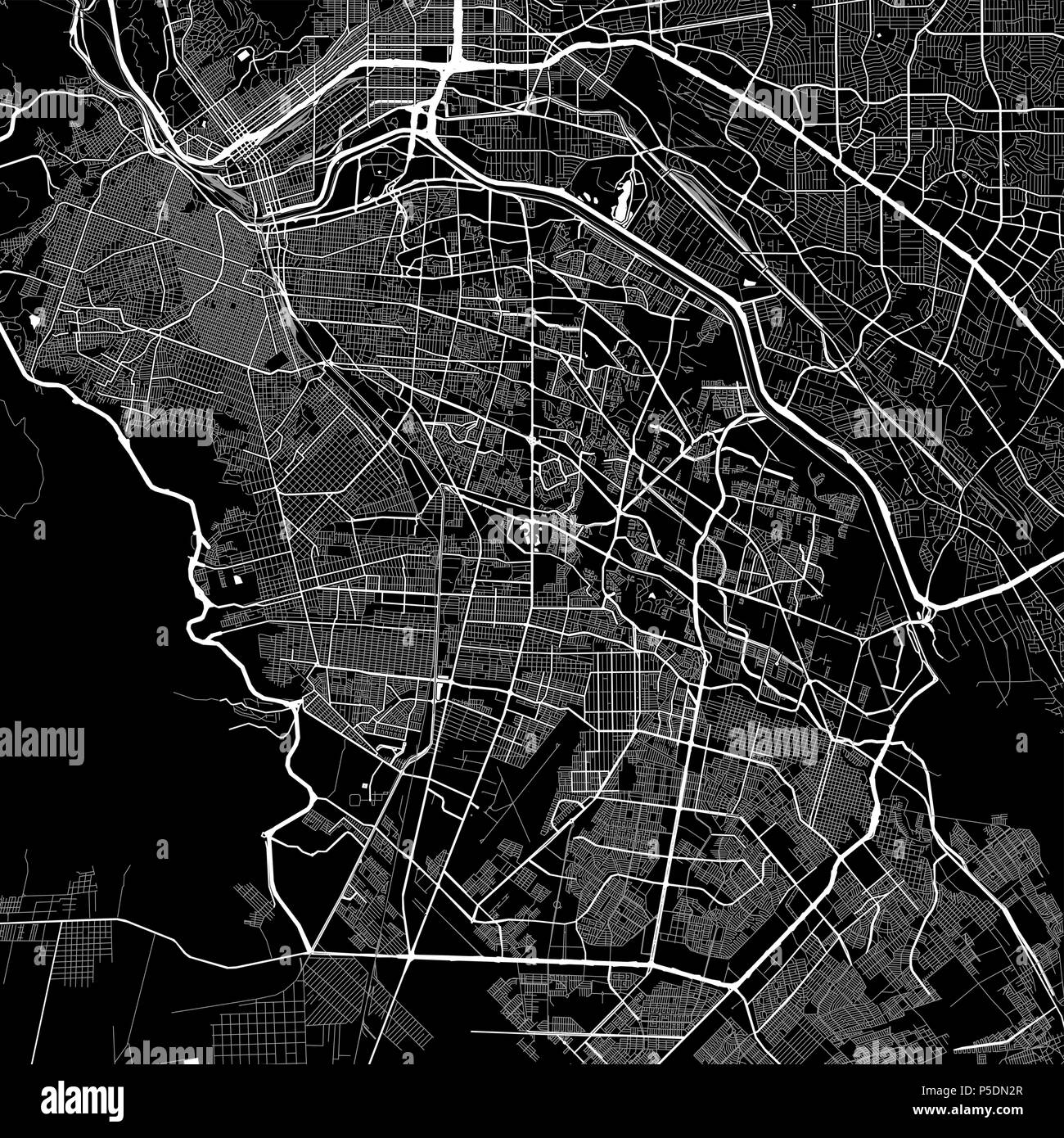 Area map of Juárez, Mexico. Dark background version for infographic and ...