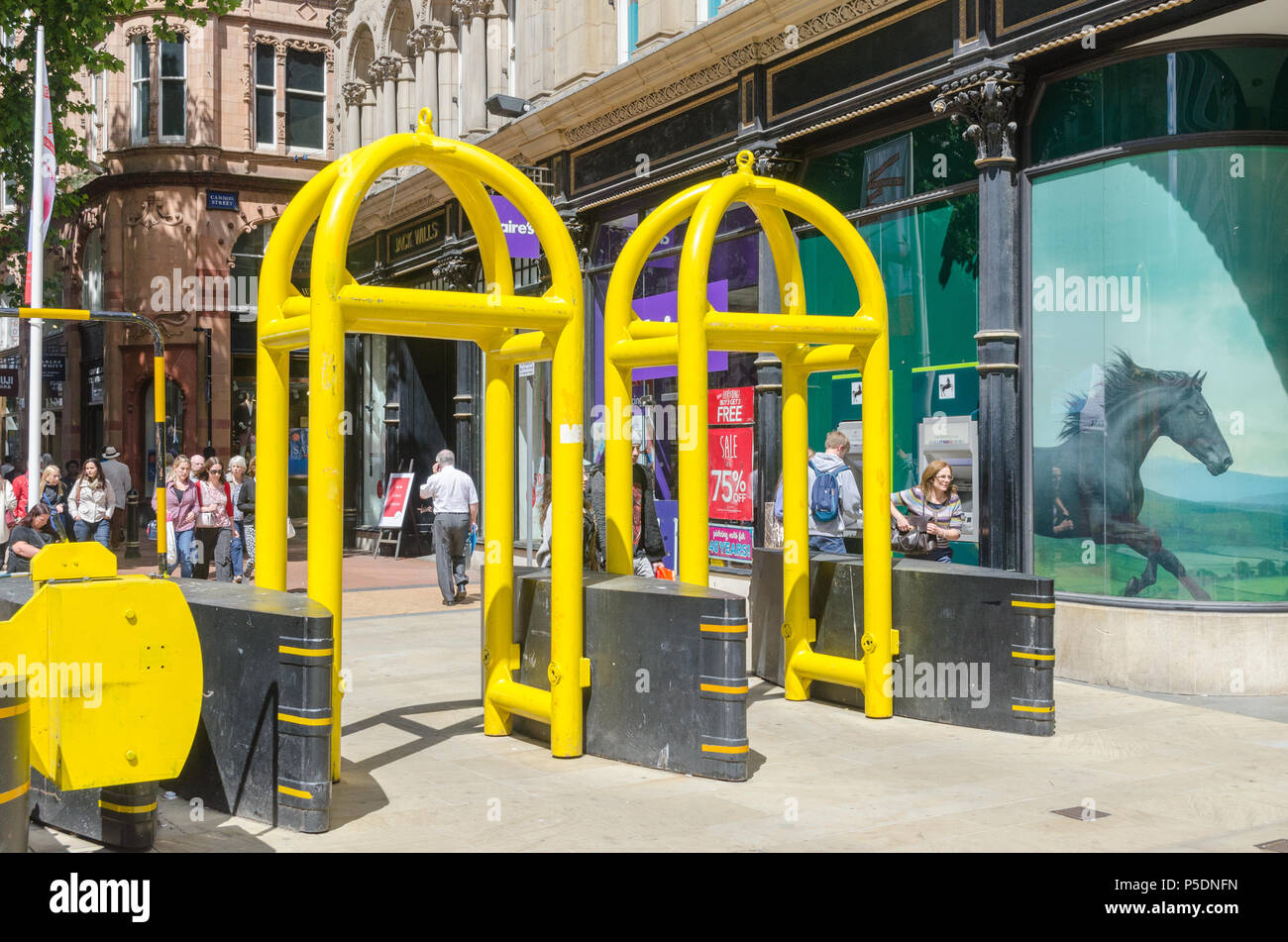 Large yellow security barriers to protect pedestrians from attack in ...