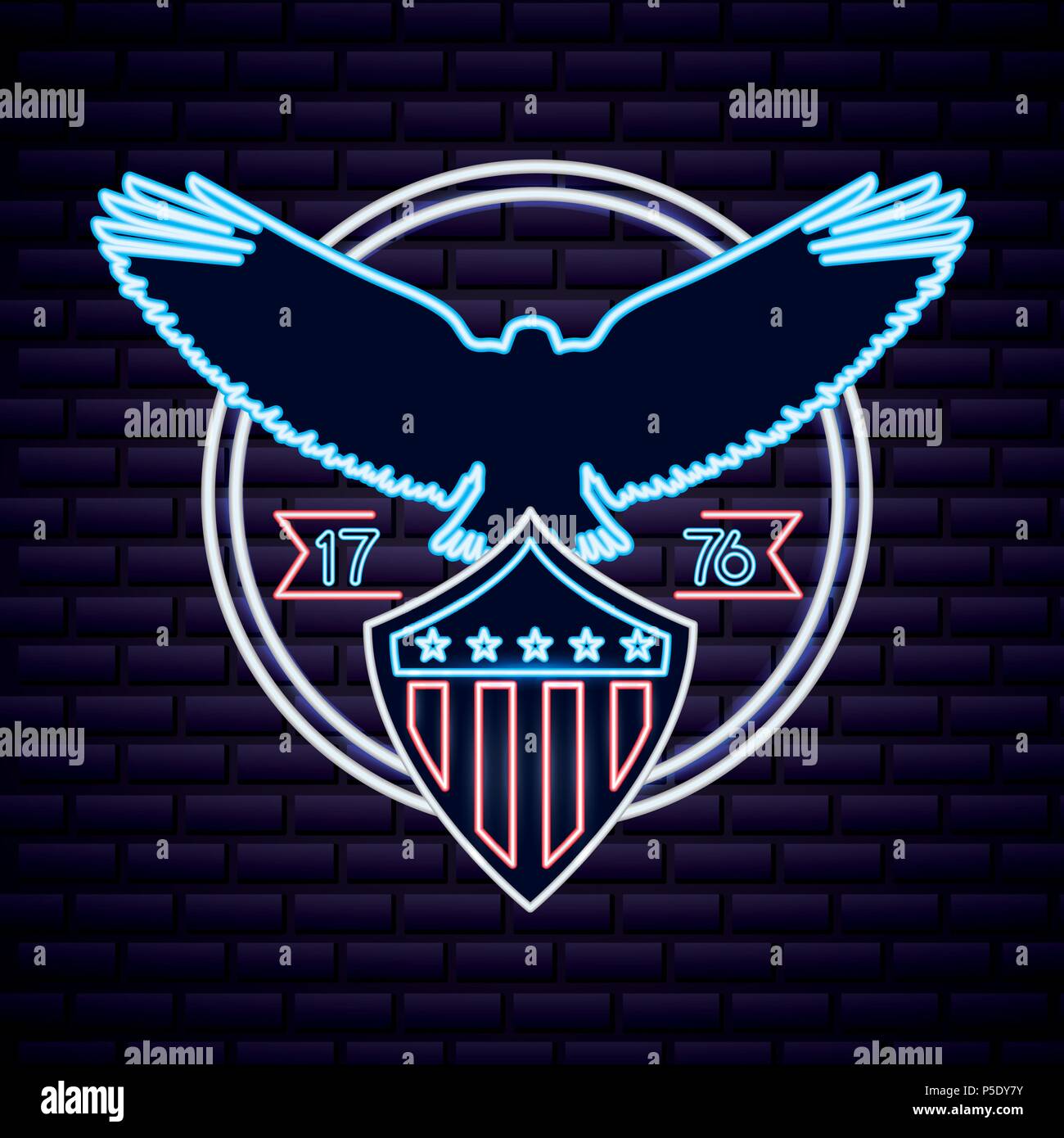 american independence day eagle holding shield usa sticker with ribbon ...