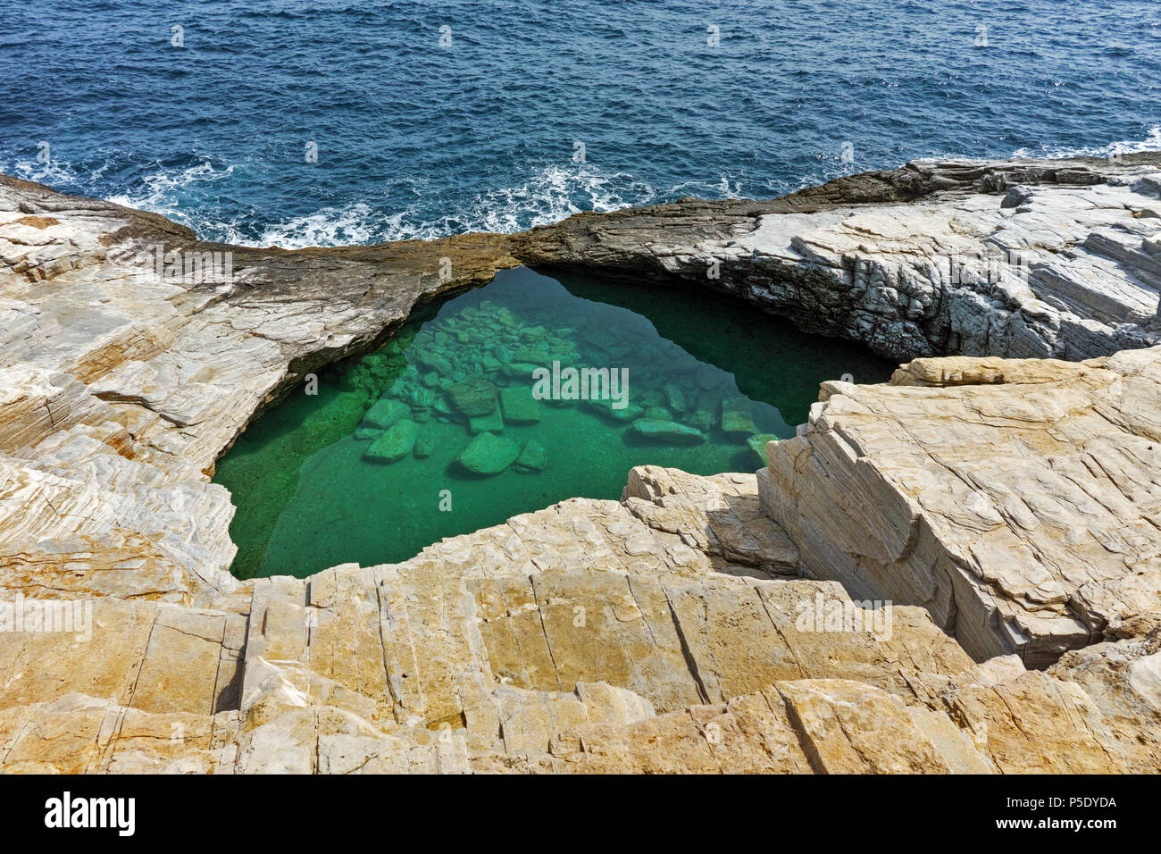 Amazing view of Giola Natural Pool in Thassos island, East Macedonia ...