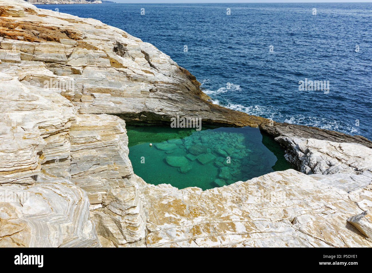 Amazing view of Giola Natural Pool in Thassos island, East Macedonia ...