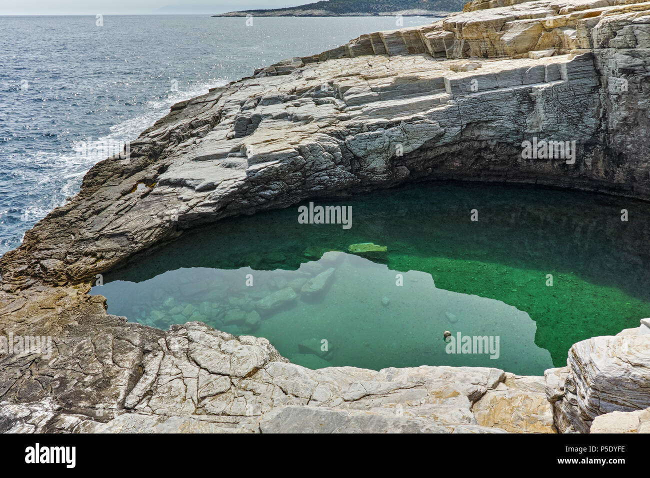 Amazing view of Giola Natural Pool in Thassos island, East Macedonia ...