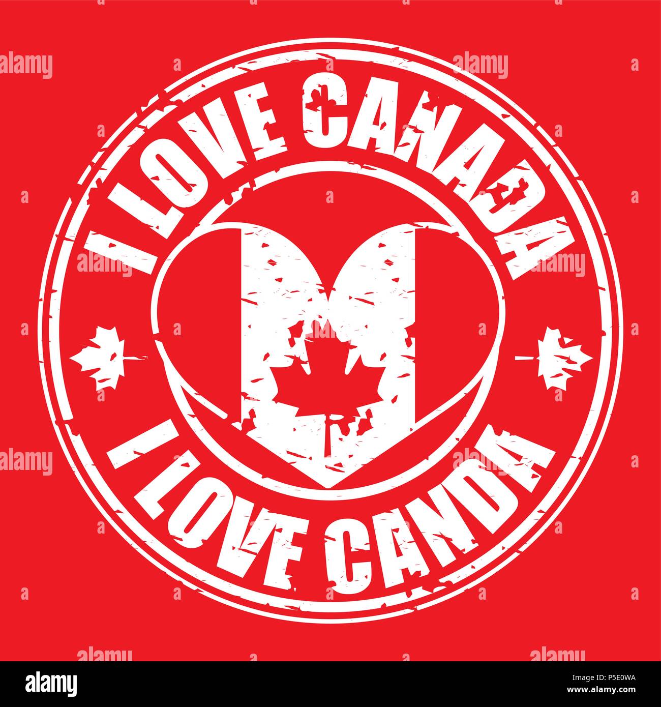 canada day grunge sticker heart leave maple love vector illustration ...
