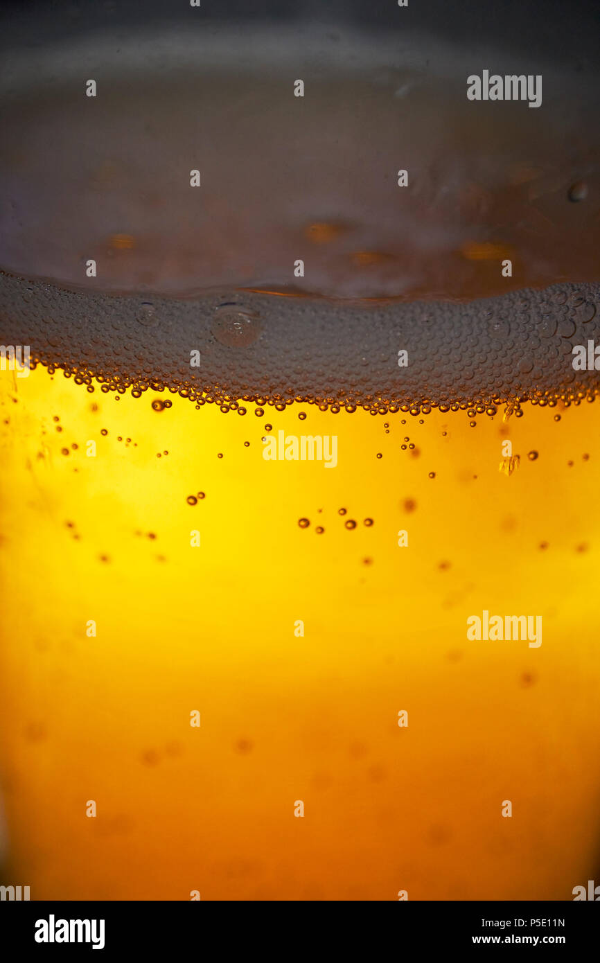 carbon dioxide bubbles in a glass of fizzy drink. In this case cider ...