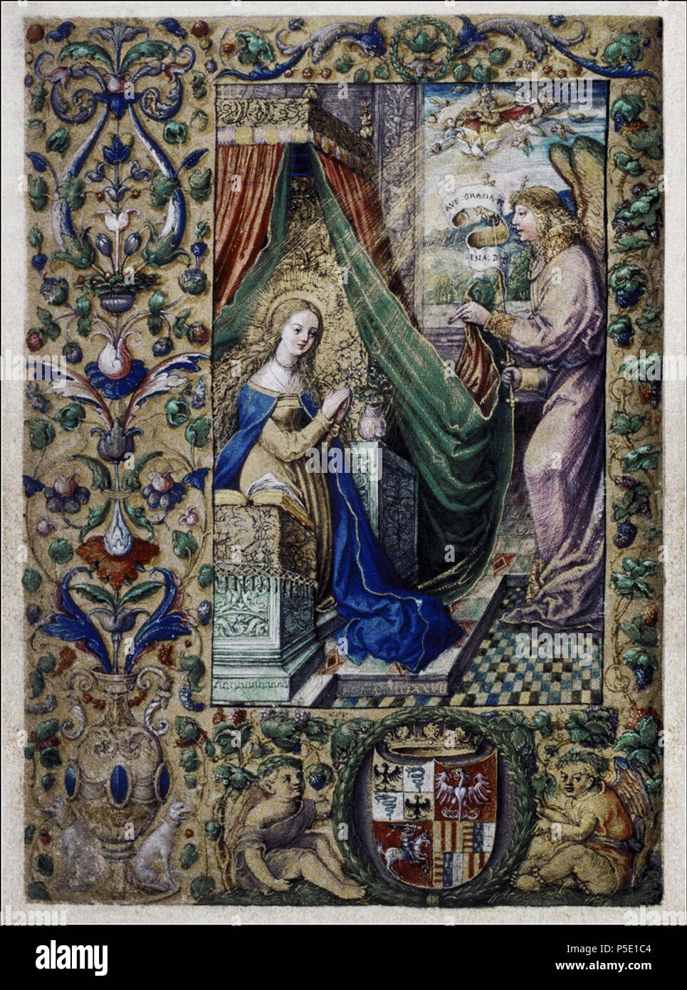 English: Annunciation to the Virgin Mary (Book of Hours of Queen Bona ...