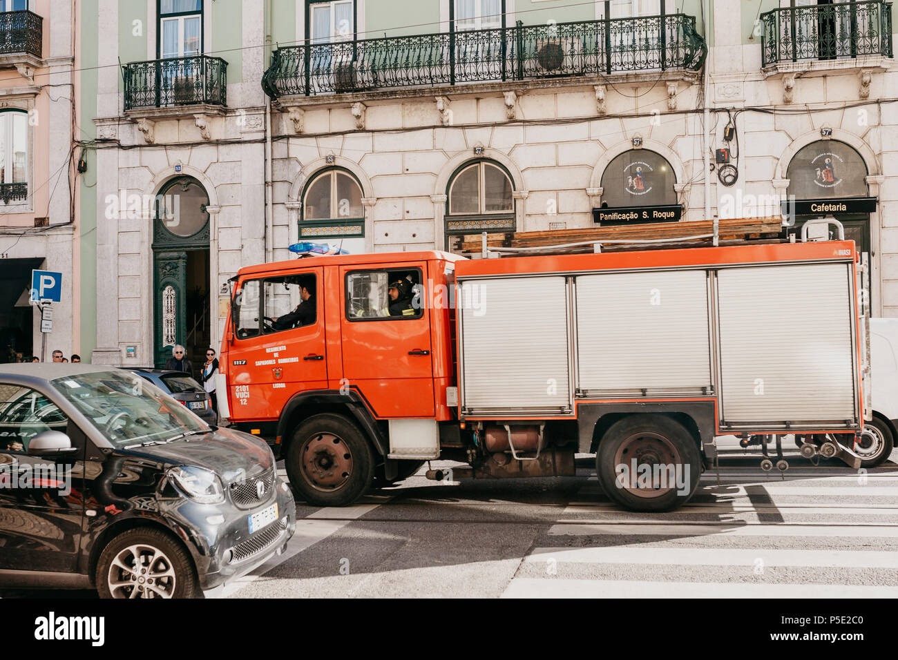 Red city fire brigade car hi-res stock photography and images - Alamy
