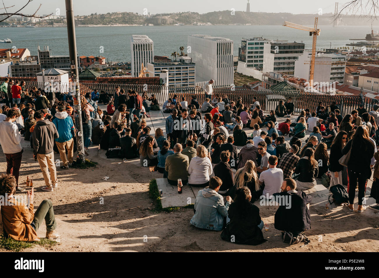 Lisbon, 01 May 2018: Many young people of local people, tourists and ...