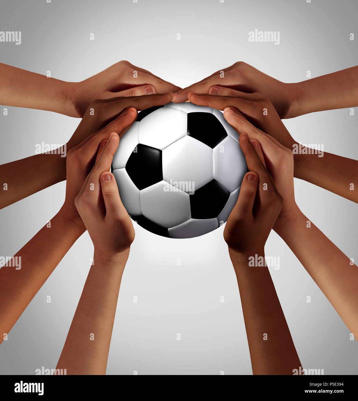 People soccer playing together as a diverse group of players as a ...