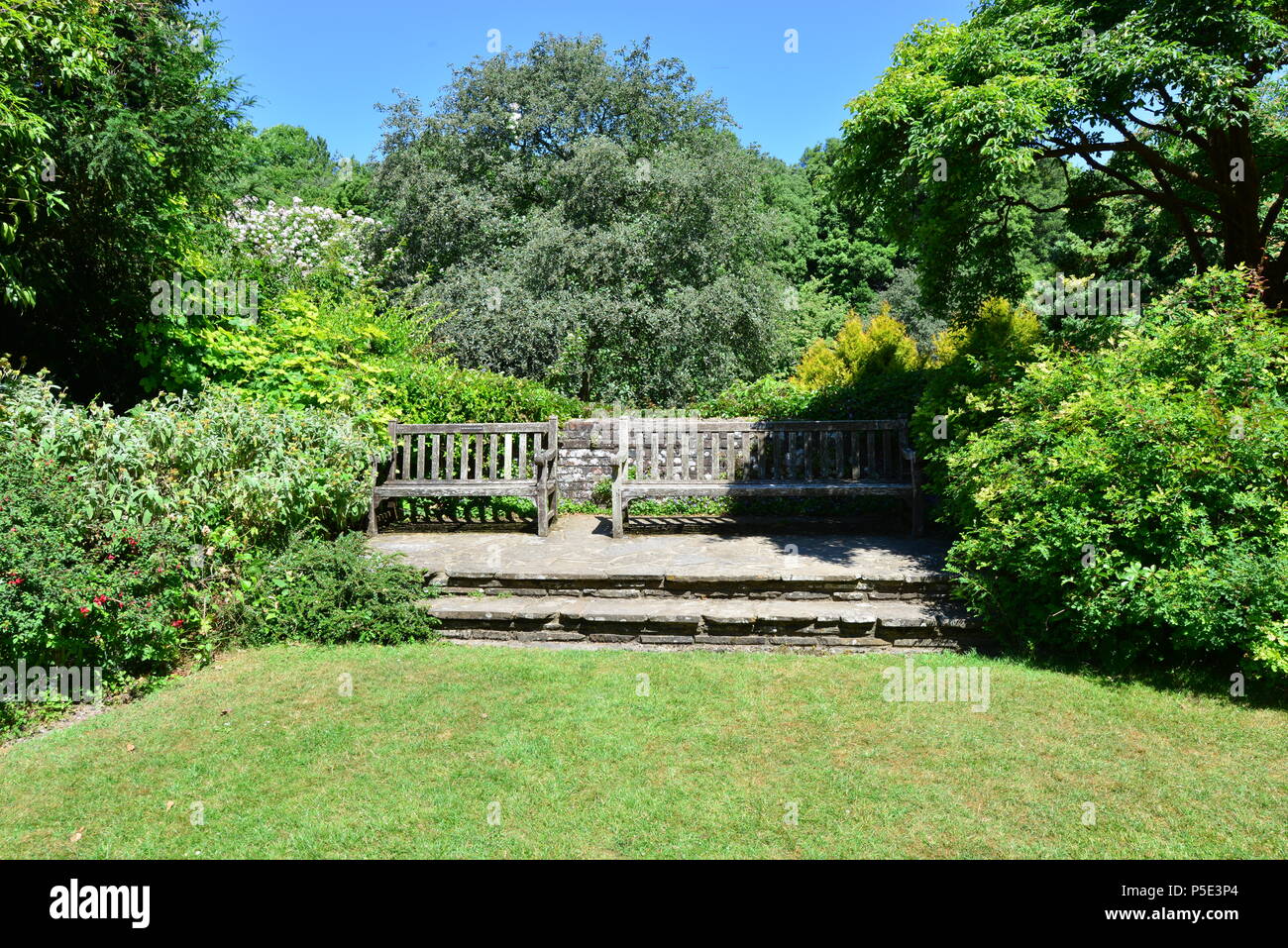 A rest area in an English country garden in summertime Stock Photo - Alamy