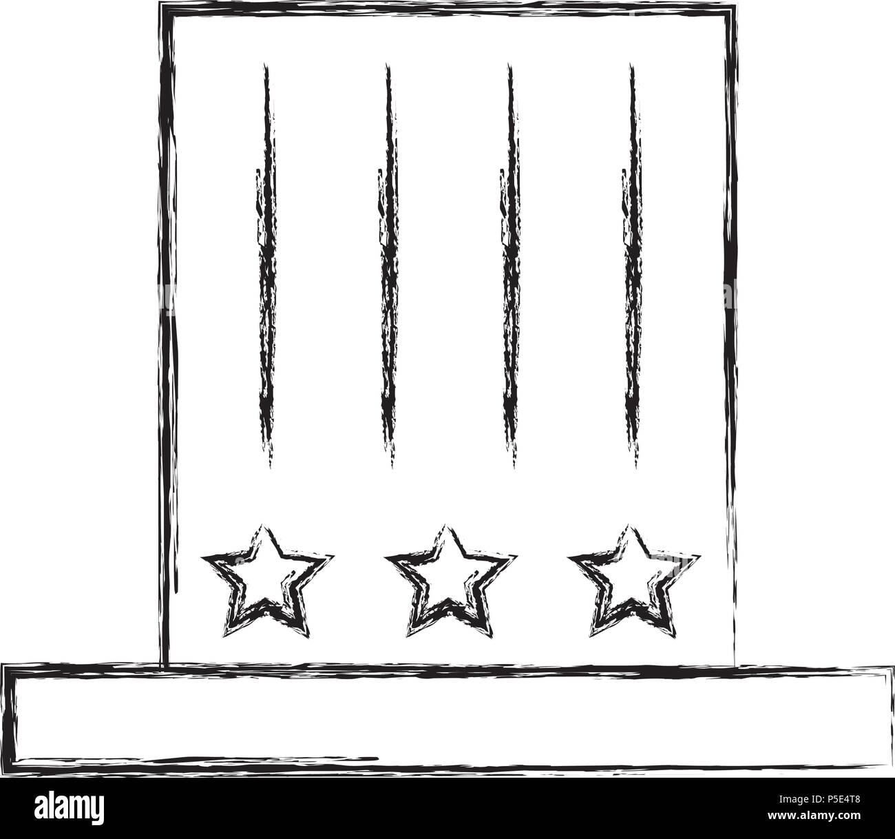 top hat with stripes stars decoration vector illustration sketch Stock ...