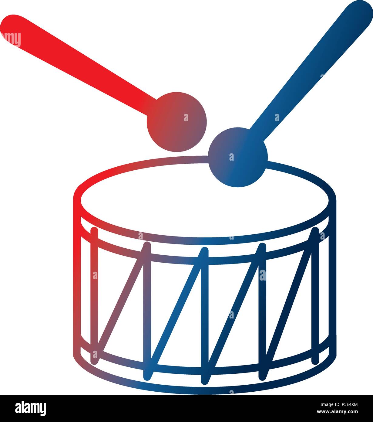 drum and sticks instrument musical vector illustration gradient design ...