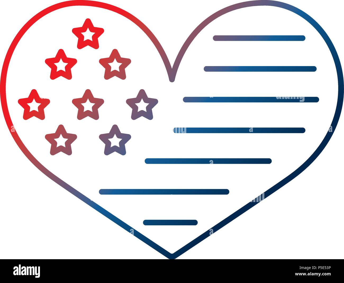 american flag in heart shape image vector illustration gradient design ...