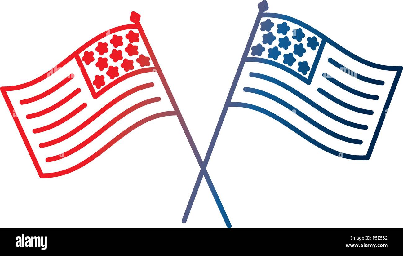 crossed flags united states symbol vector illustration gradient design ...