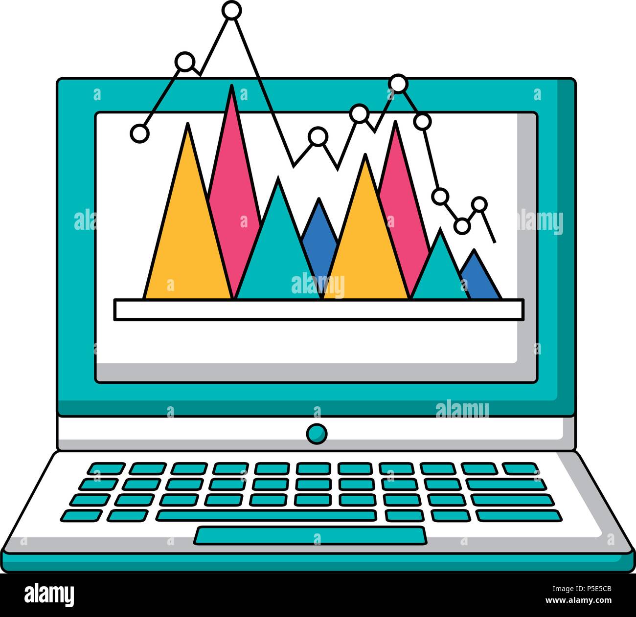 laptop statistics triangle pointed line digital technology vector ...