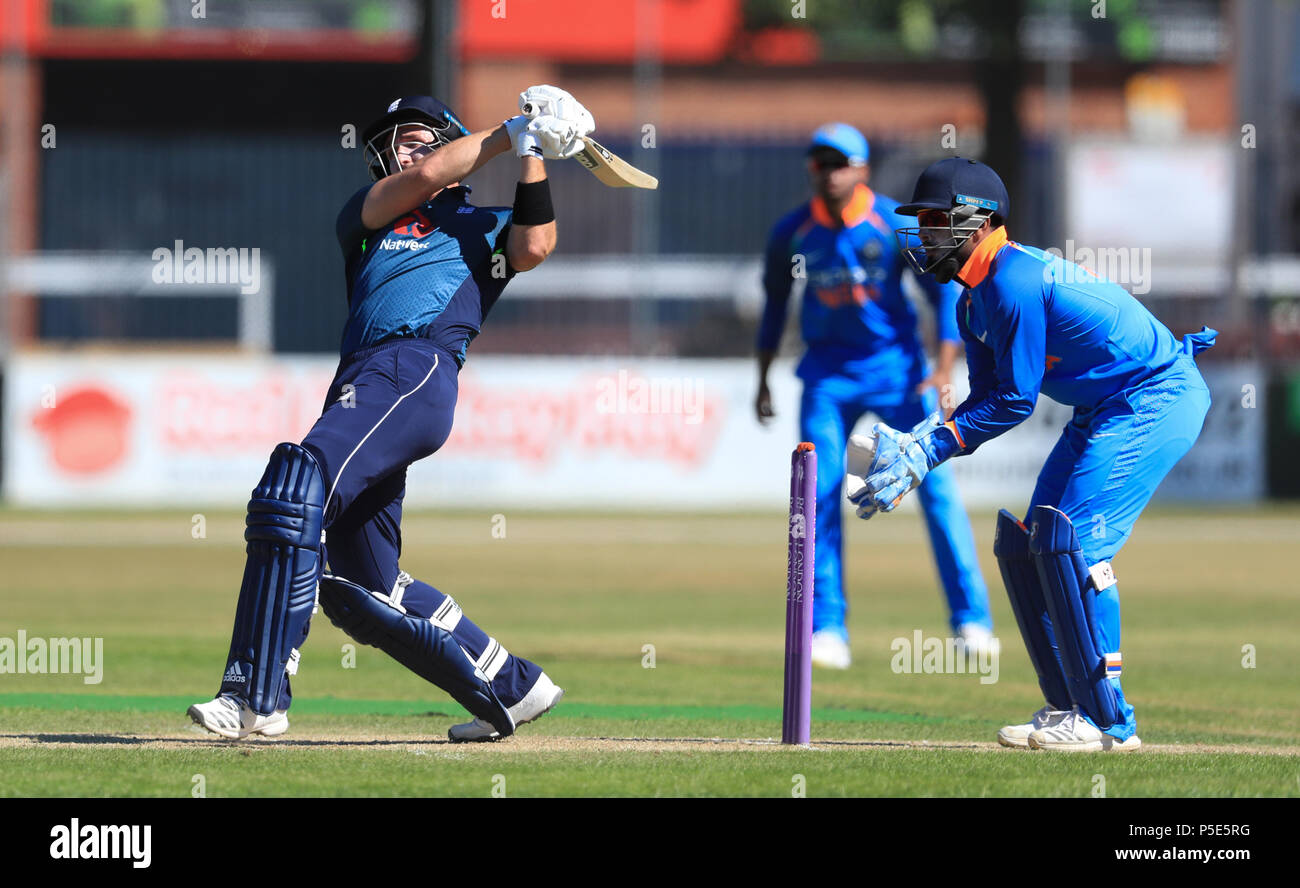 England's Liam Livingstone during the Tri-Series match at the Fischer ...