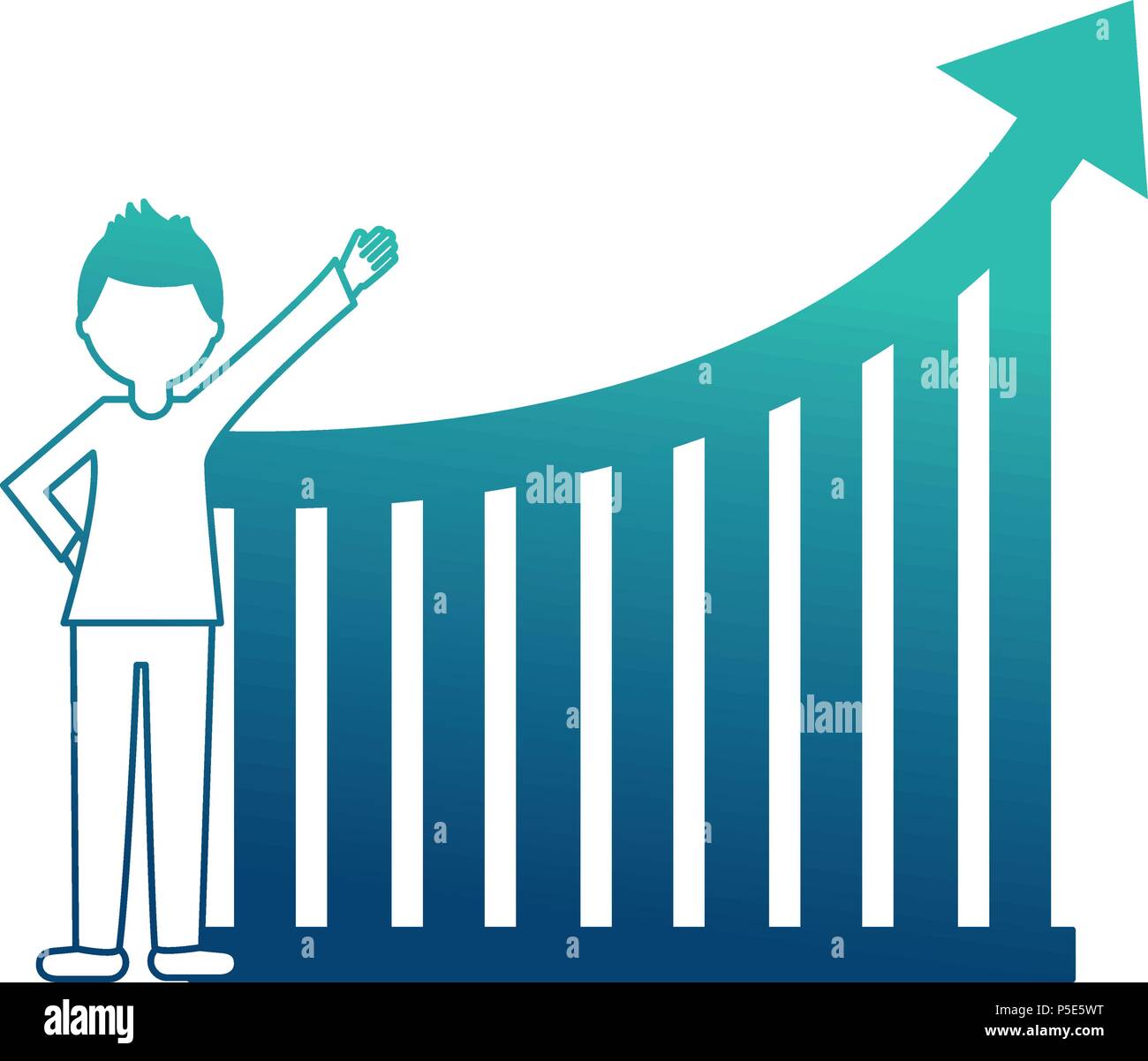 business man with financial statistic chart vector illustration neon ...