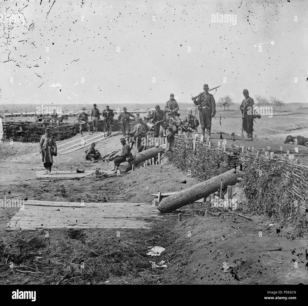 English: [Group of Federal soldiers in Confederate fort on heights of ...