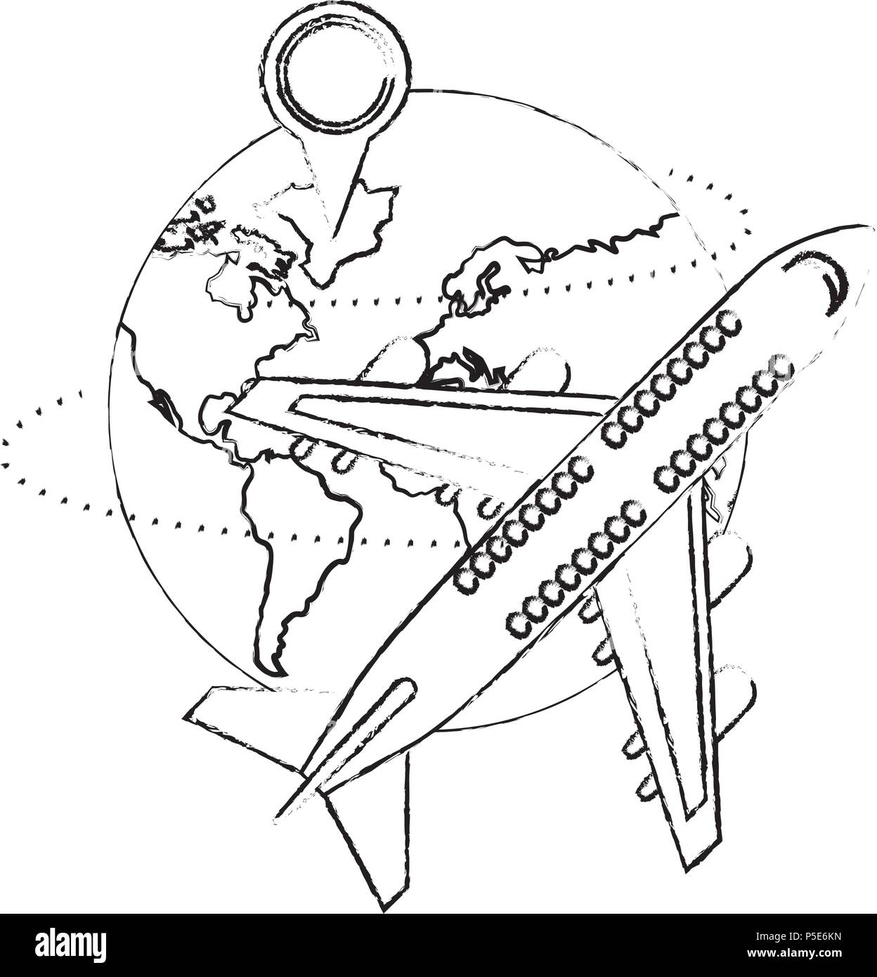 travel air plane world pointer map vector illustration vector ...