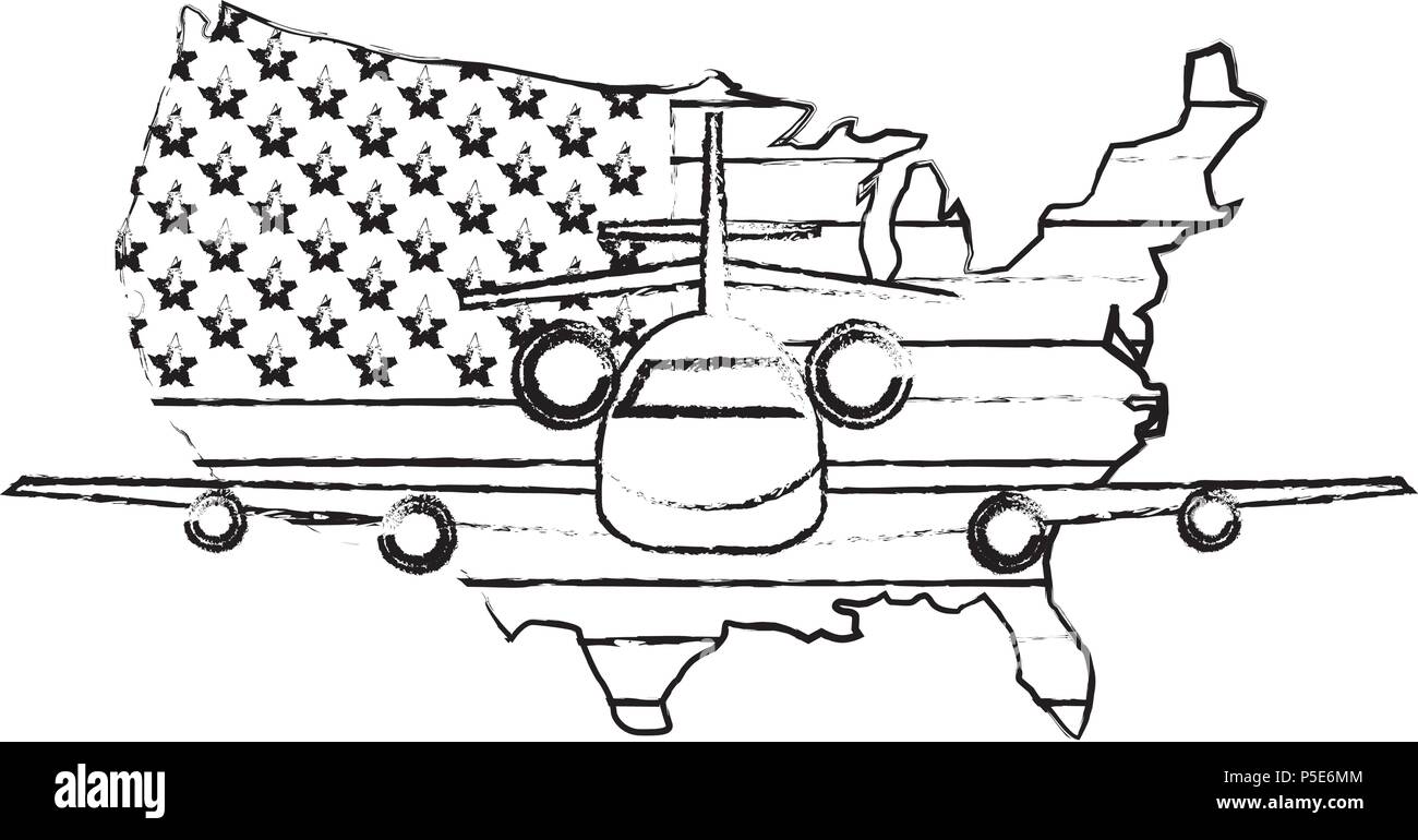 travel airplane and american flag tourism vector illustration vector ...