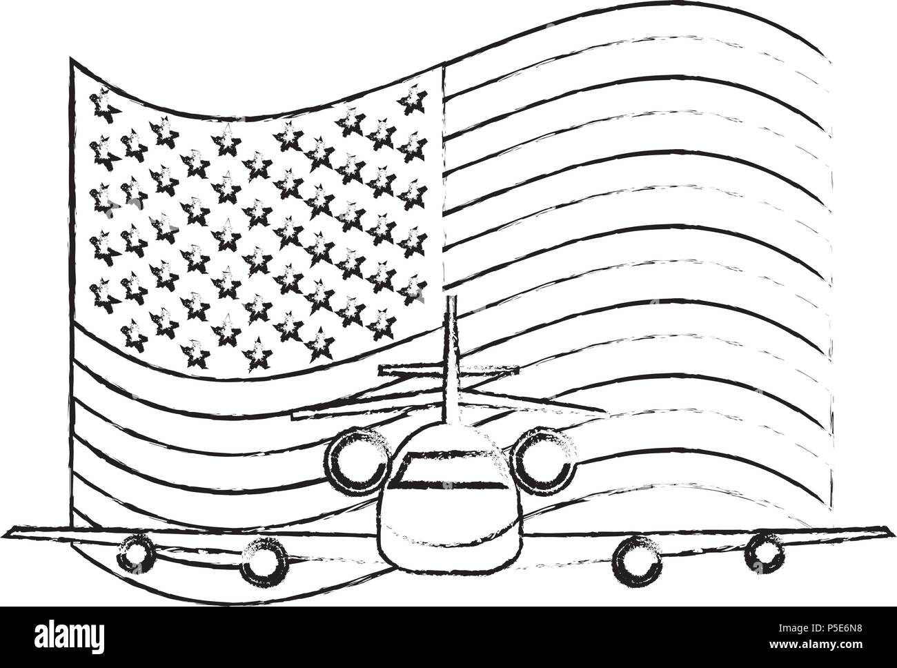 travel airplane and american flag tourism vector illustration vector ...