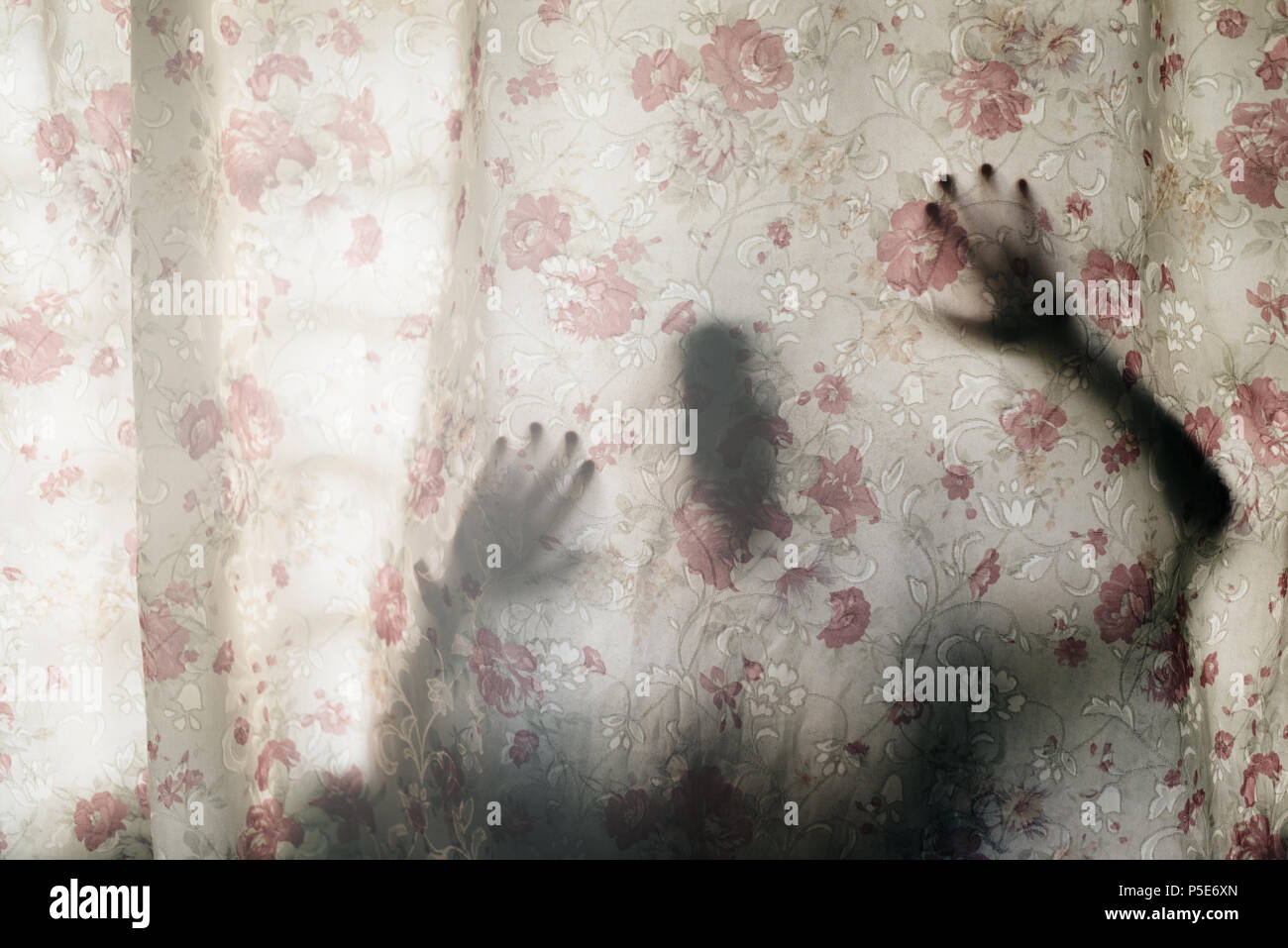 Mysterious human shadow behind a curtain. fear, Mystery, scary, creepy ...