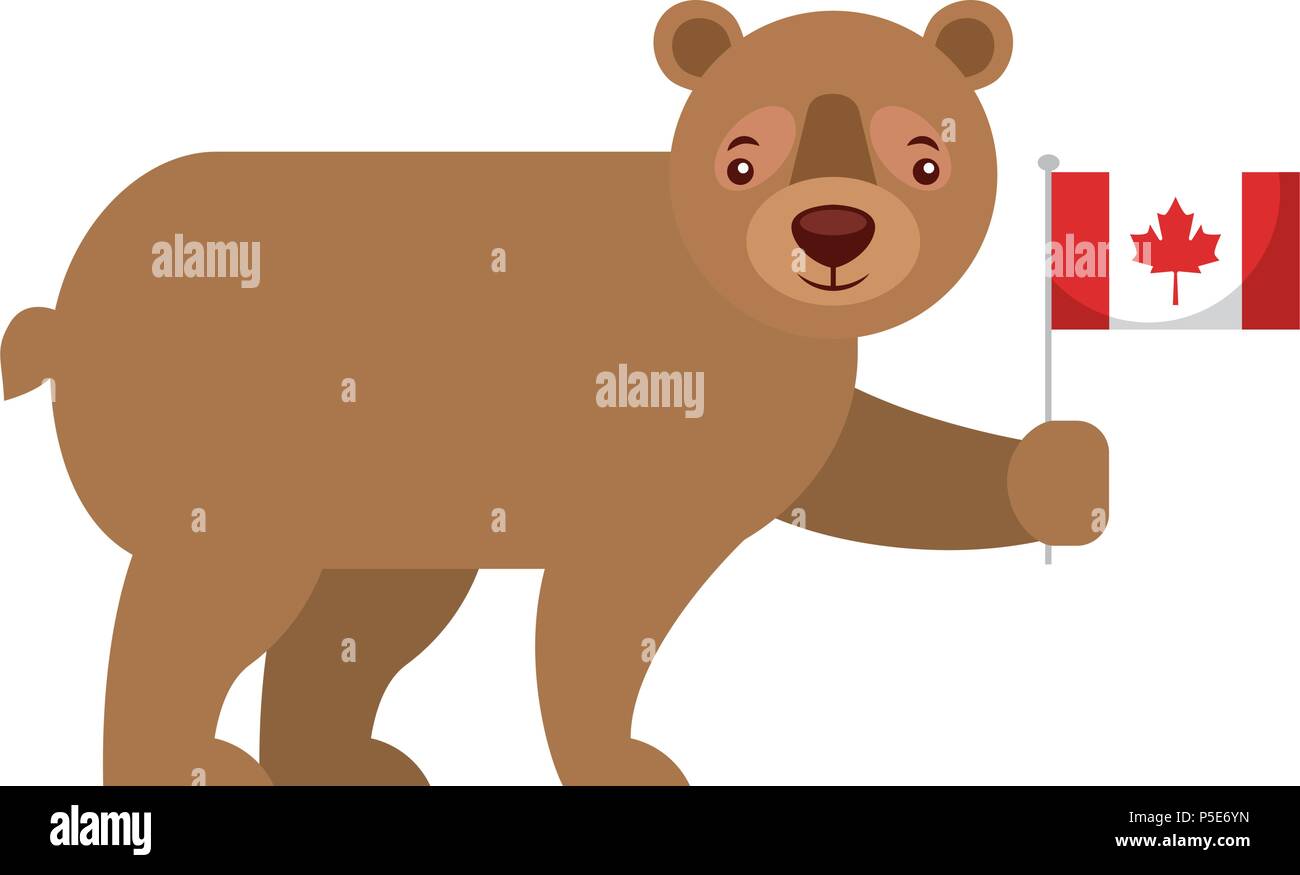 cute bear holding canadian flag vector illustration Stock Vector Image ...