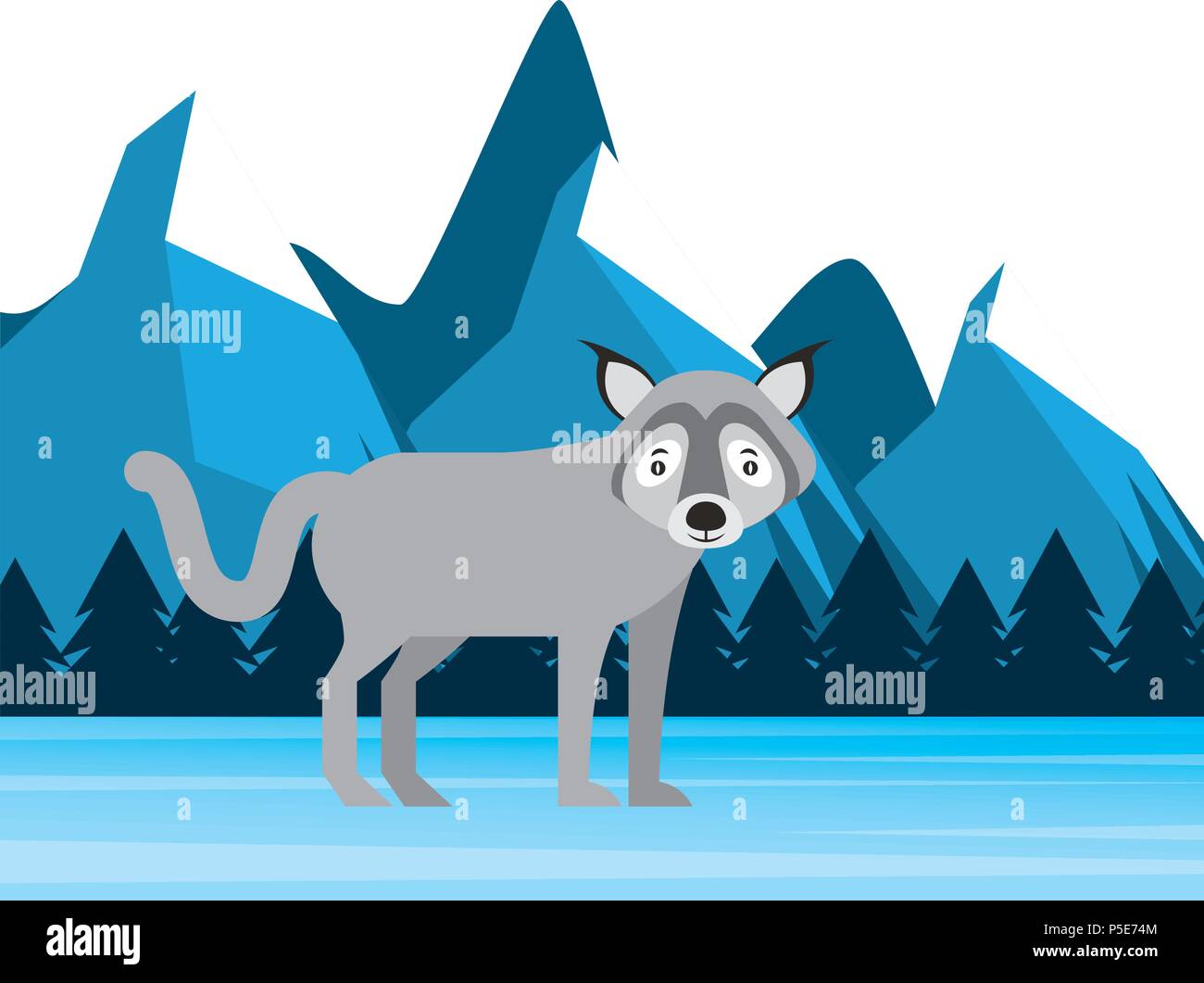 Wolf hunting in snow Stock Vector Images - Alamy