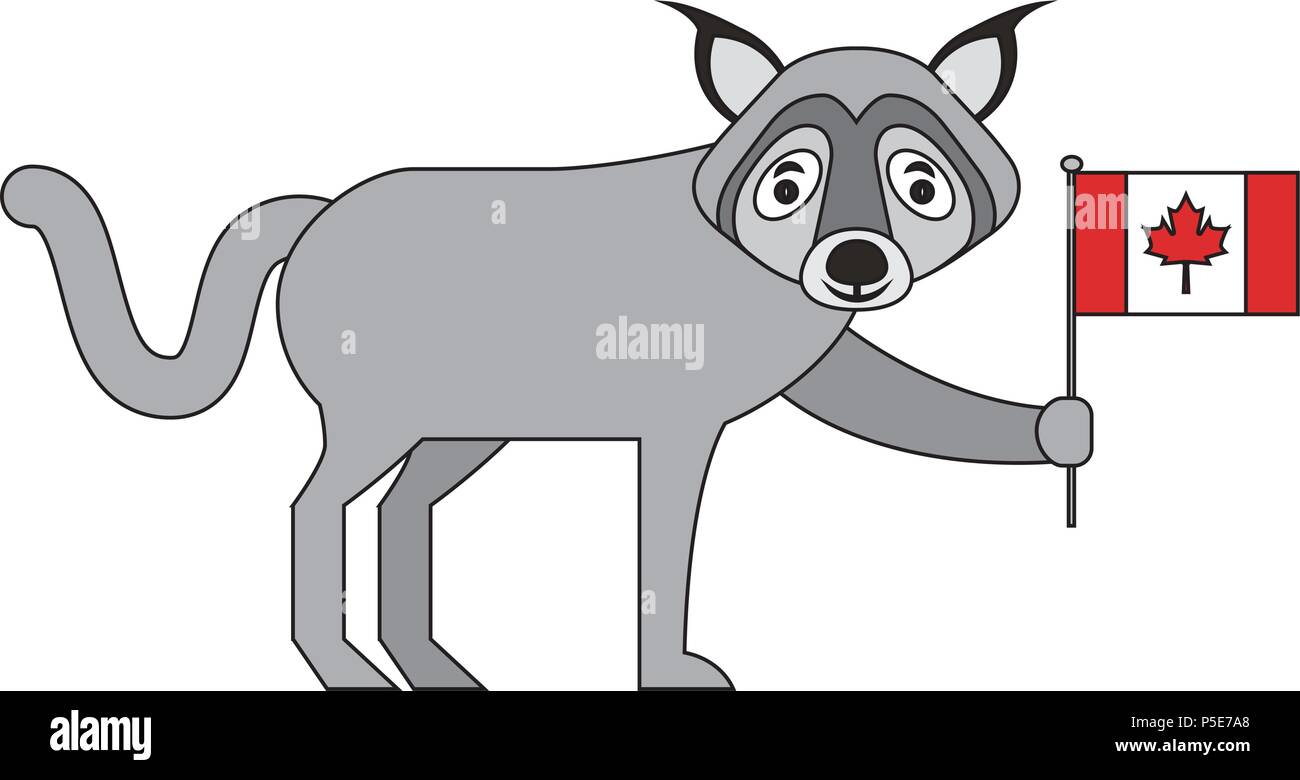 wolf holding canadian flag character vector illustration Stock Vector ...