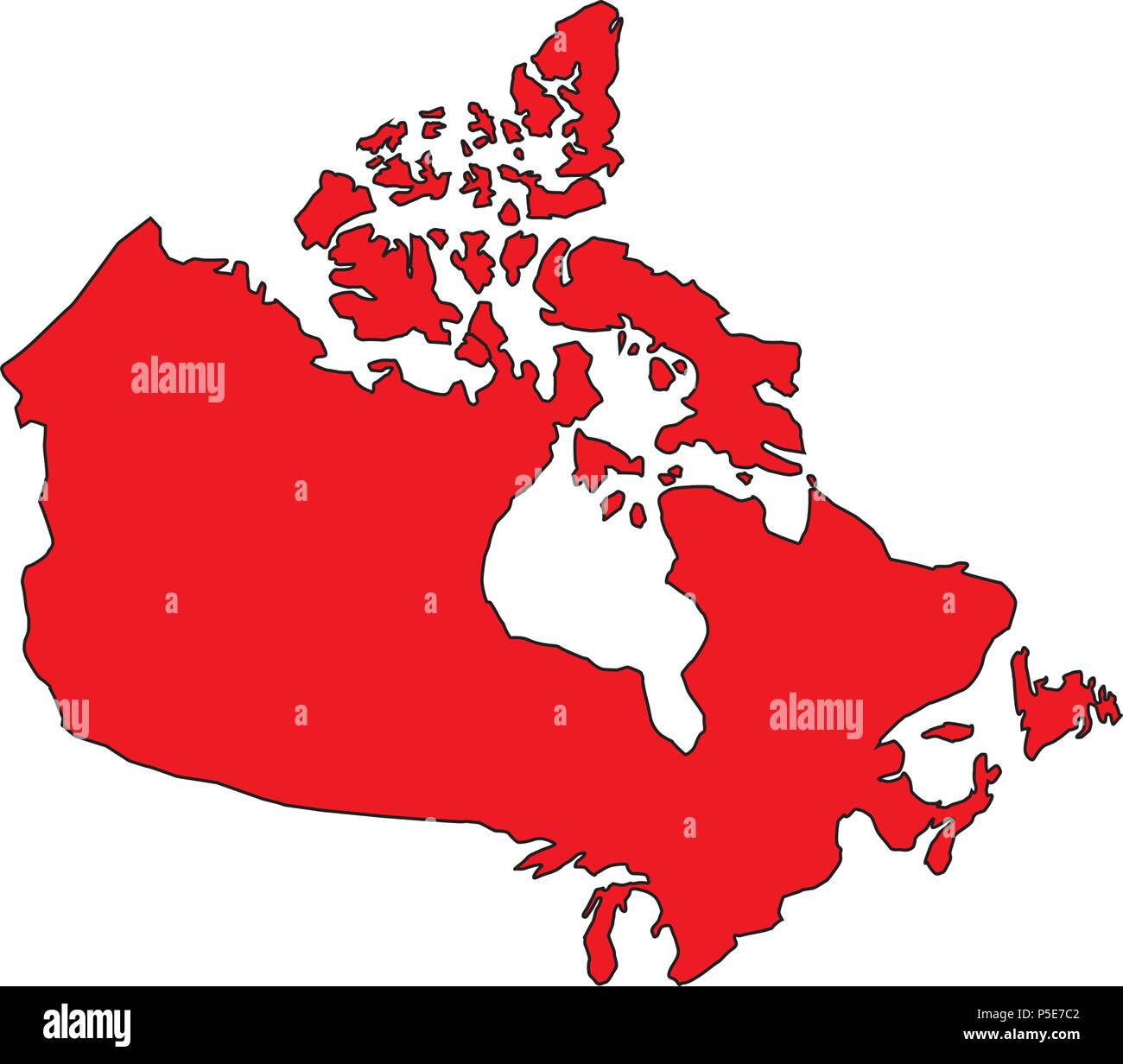 red canadian map geography country vector illustration Stock Vector ...