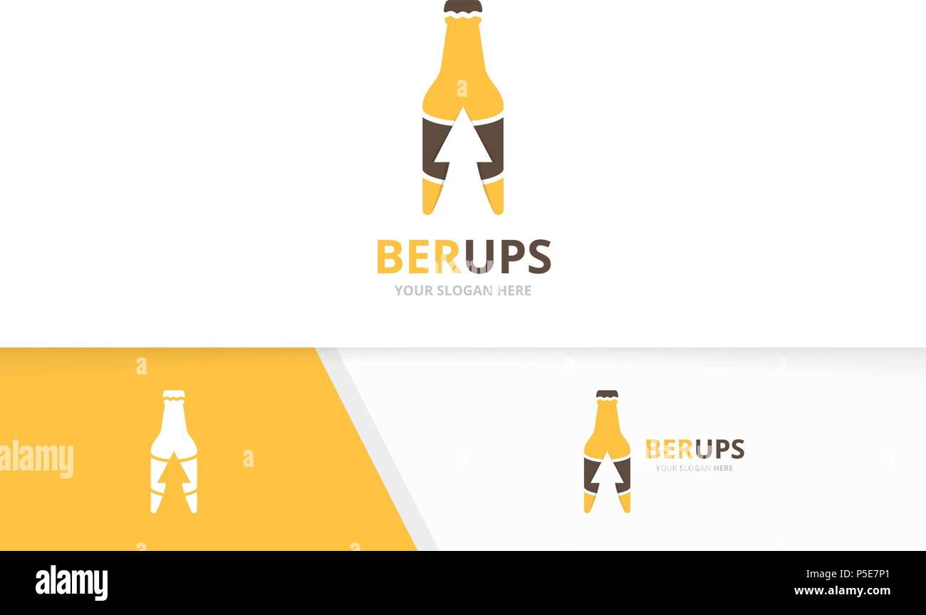 Vector bottle and arrow up logo combination. Beer and growth symbol or ...