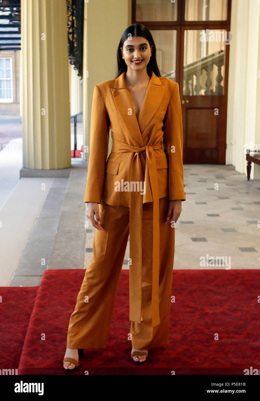 Model Neelam Gill arriving for the reception for the Queen's Young ...