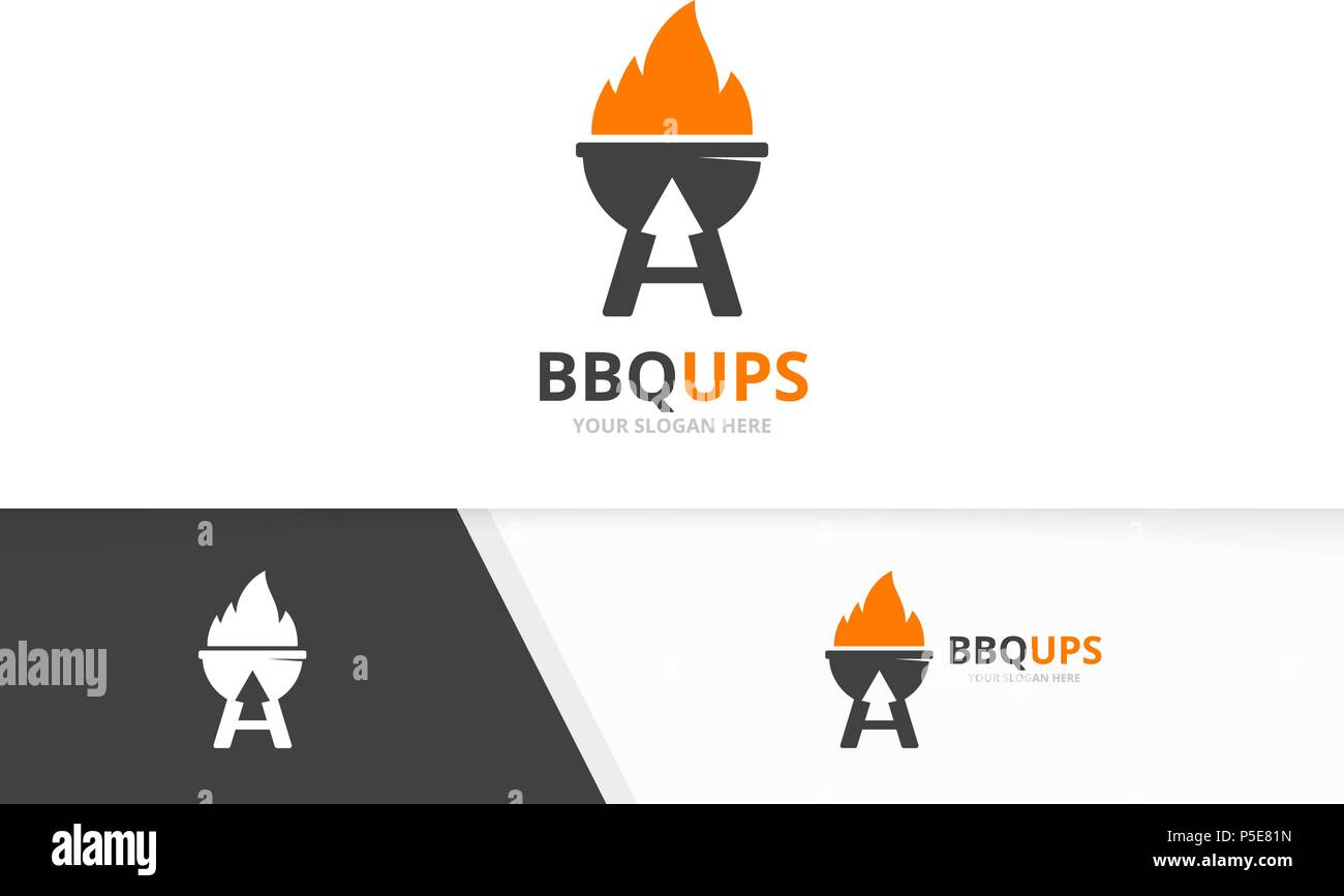 Vector bbq and arrow up logo combination. Grill and growth symbol or ...