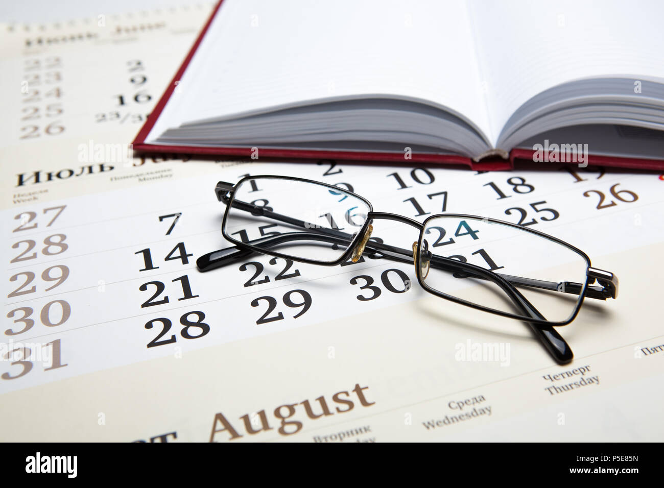 Business still life with eyeglasses and office supplies Stock Photo - Alamy
