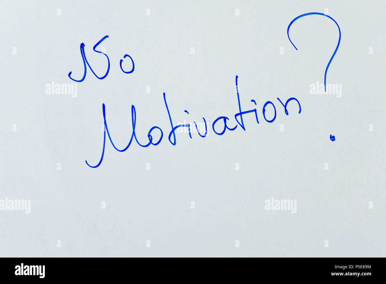 Handwritten motivational phrase "No motivation?" on white background ...