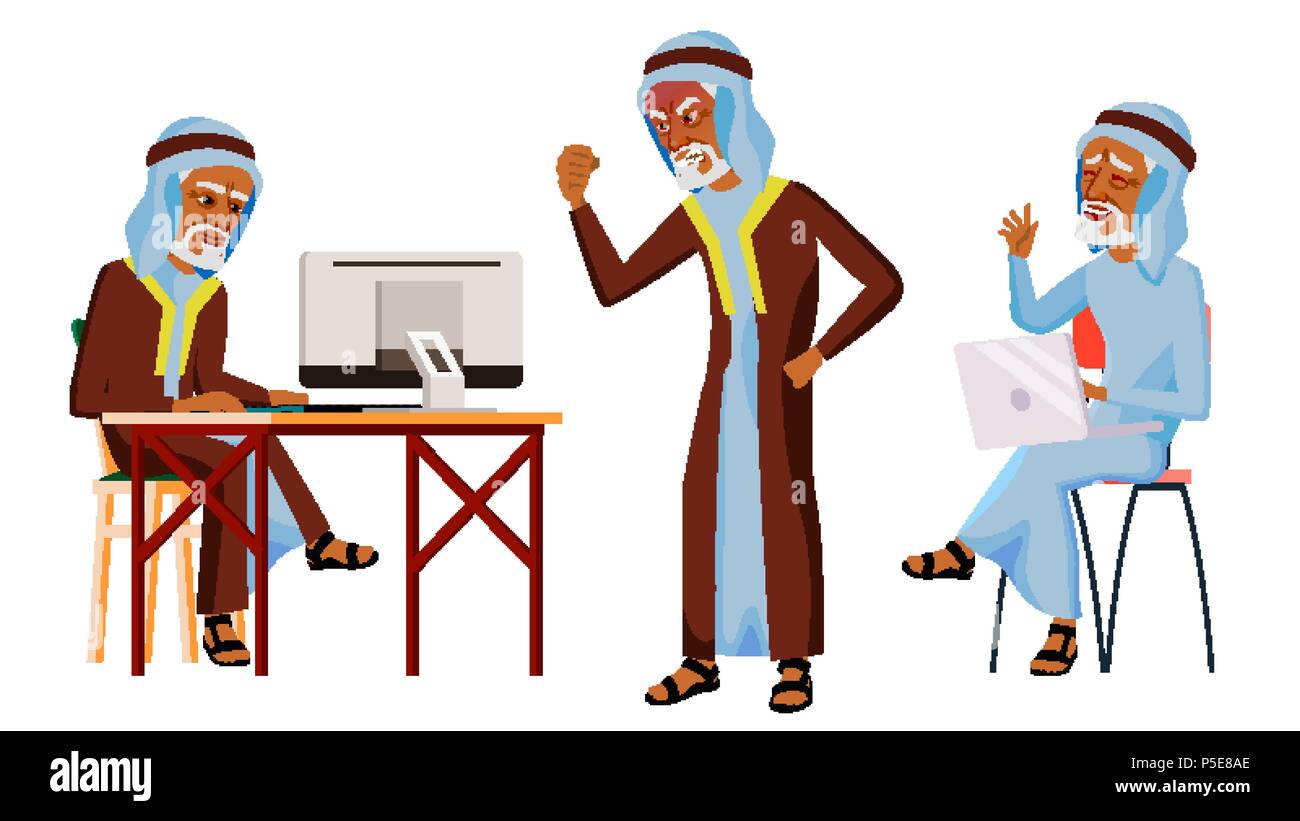 Arab Man Office Worker Vector. Thawb, Thobe. Old. Traditional Clothes ...