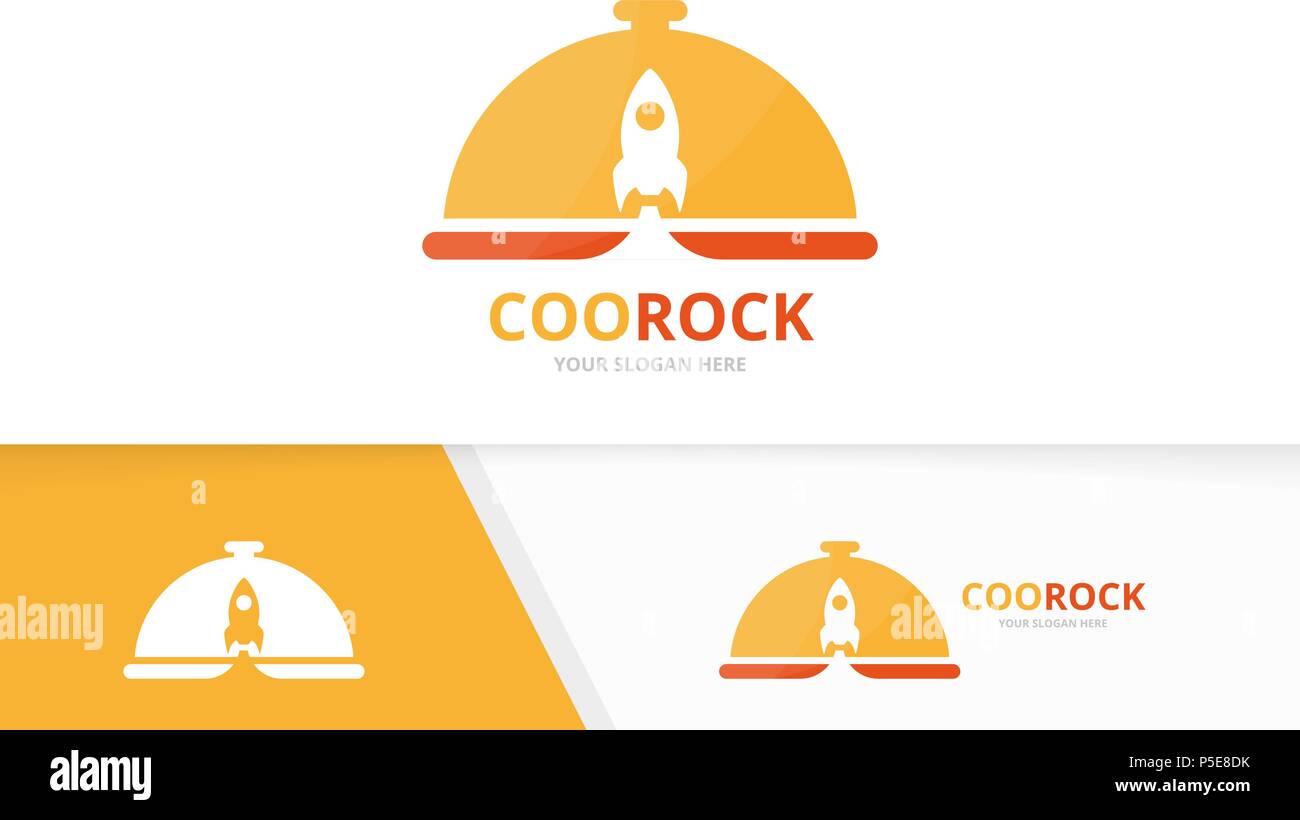 Vector dish and rocket logo combination. Plate and start up symbol or ...