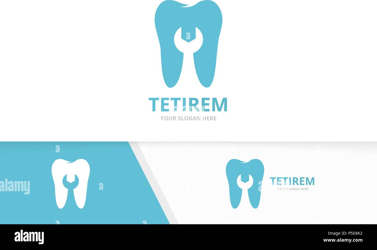 Vector tooth and repair logo combination. Dental and fix symbol or icon ...