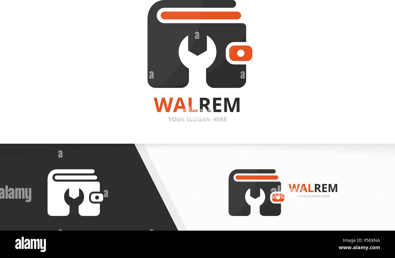 Vector wallet and repair logo combination. Purse and fix symbol or icon ...