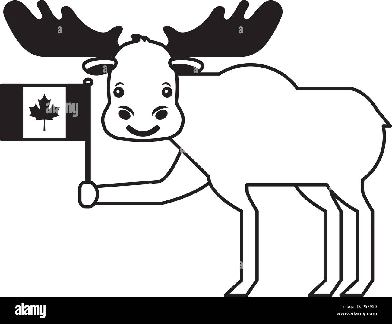 wild reindeer animal with flag canadian vector illustration design ...