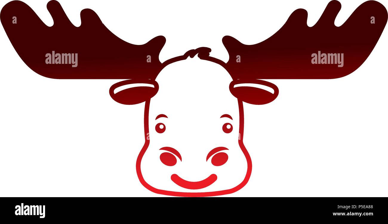 cartoon moose head portrait wild vector illustration neon Stock Vector ...