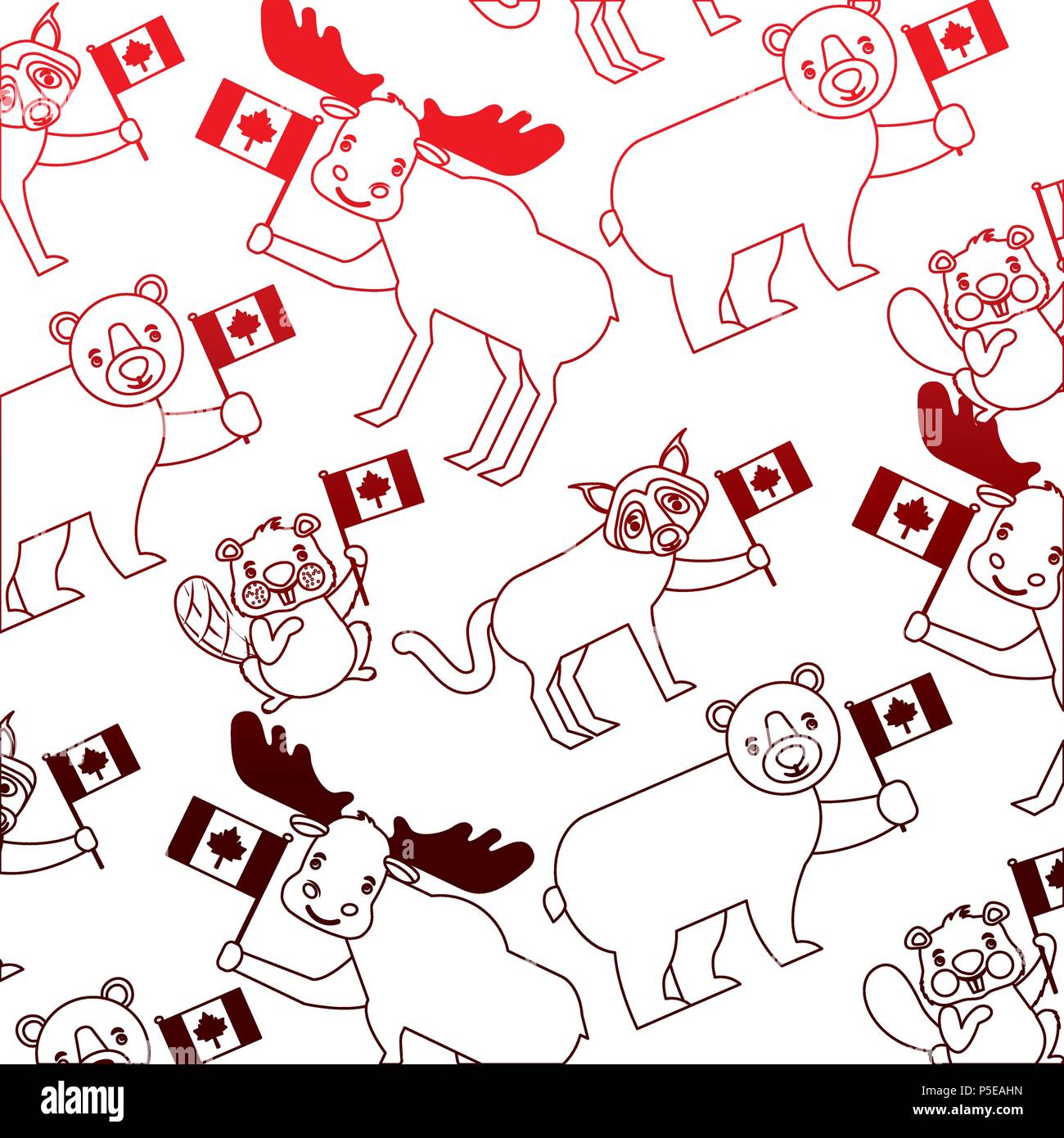 canadian animals with flag celebration pattern Stock Vector Image & Art ...
