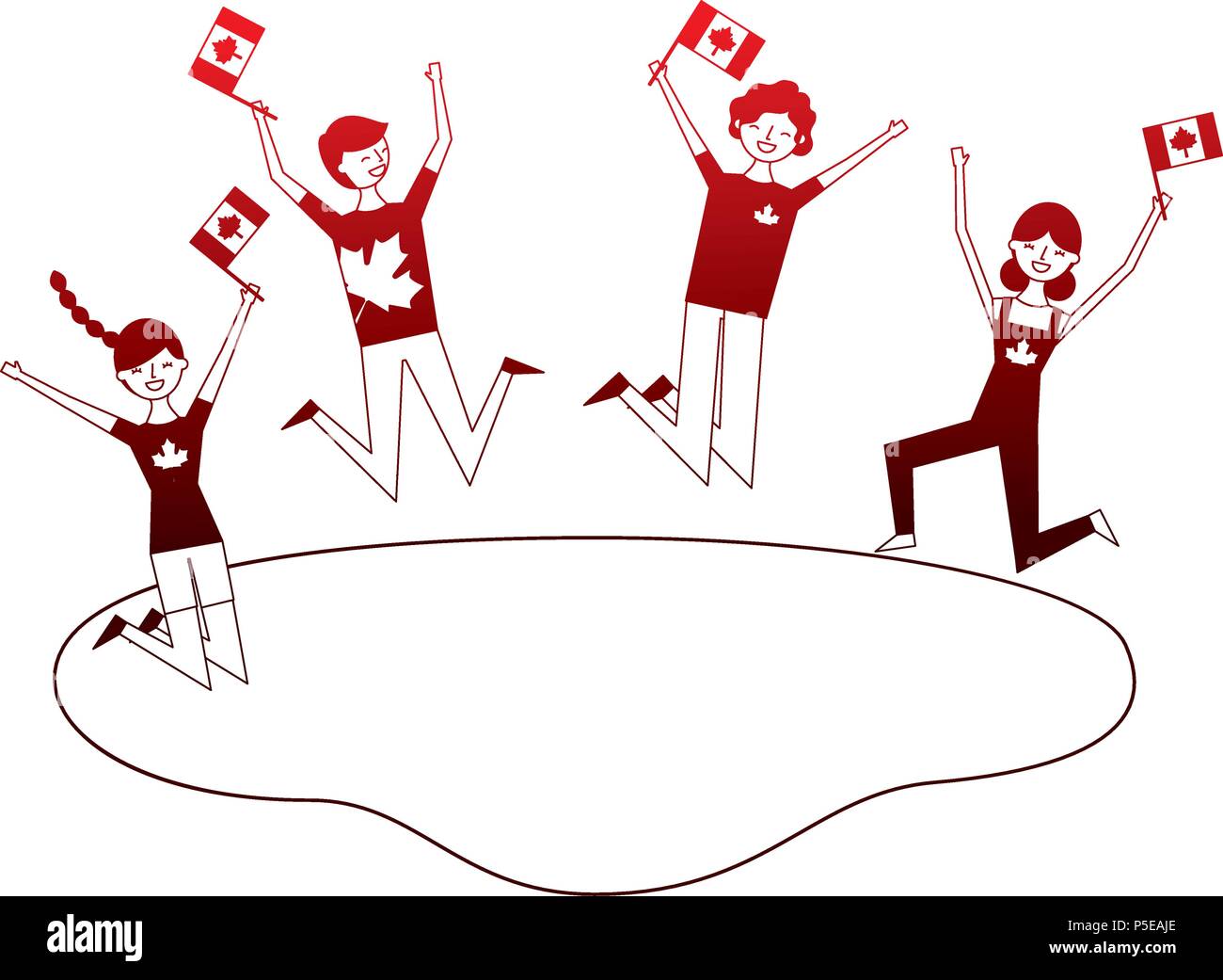 happy group people celebrating canaday day with flags Stock Vector ...