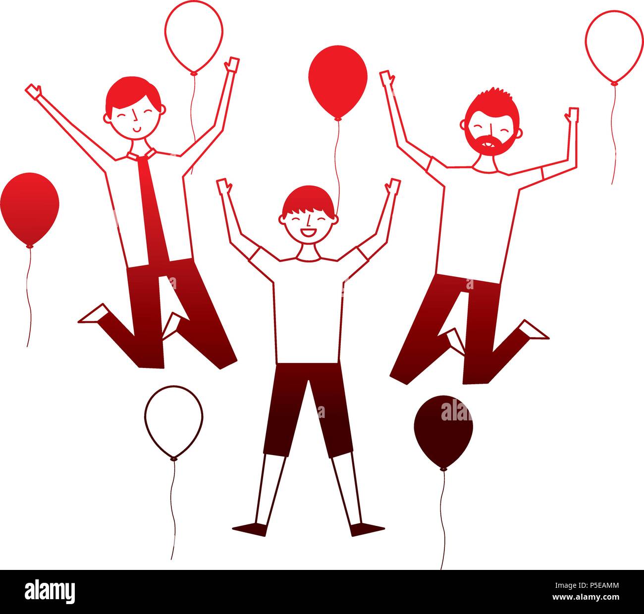 group of men celebration with balloons Stock Vector Image & Art - Alamy