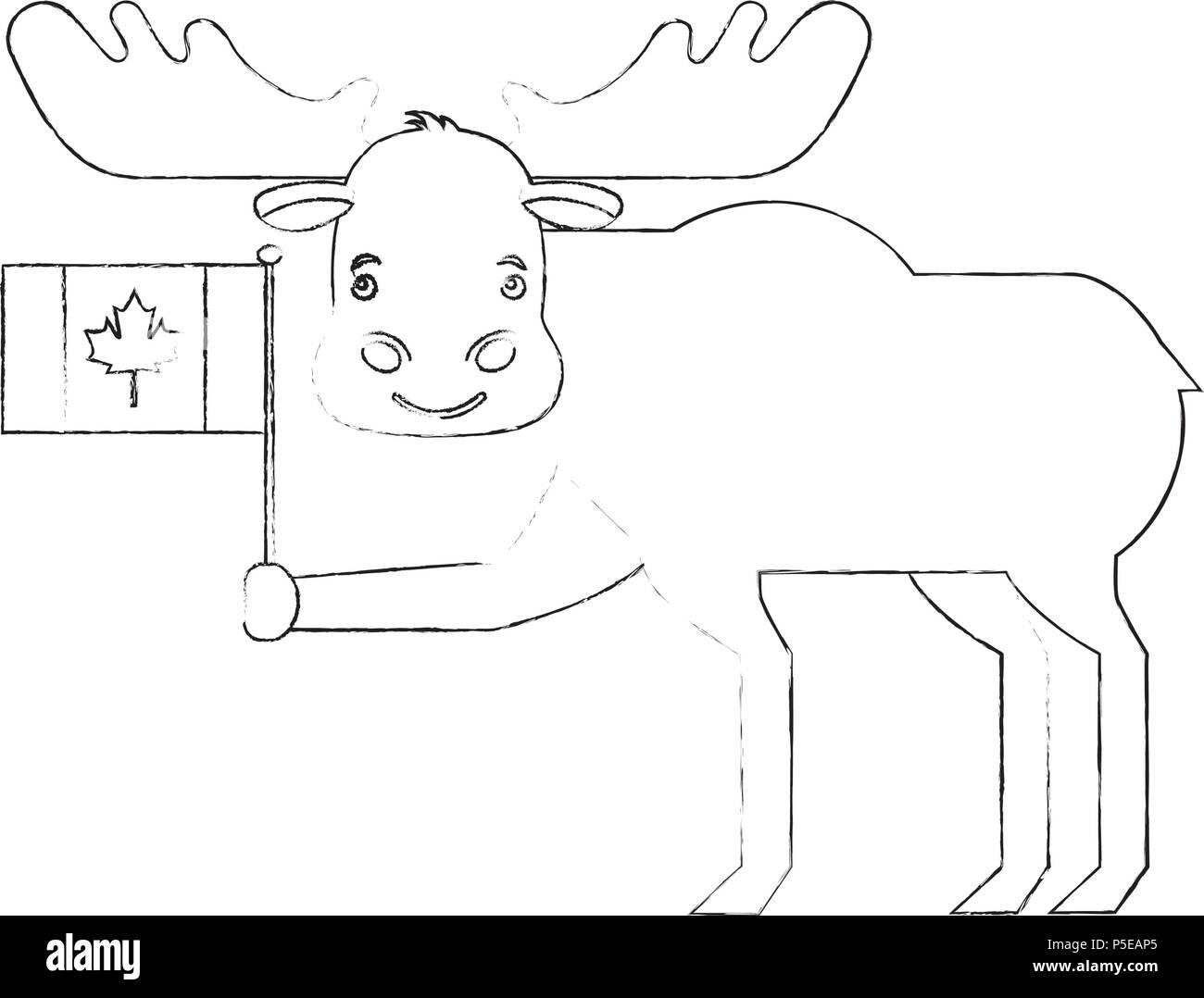 cute moose holding canadian flag Stock Vector Image & Art - Alamy